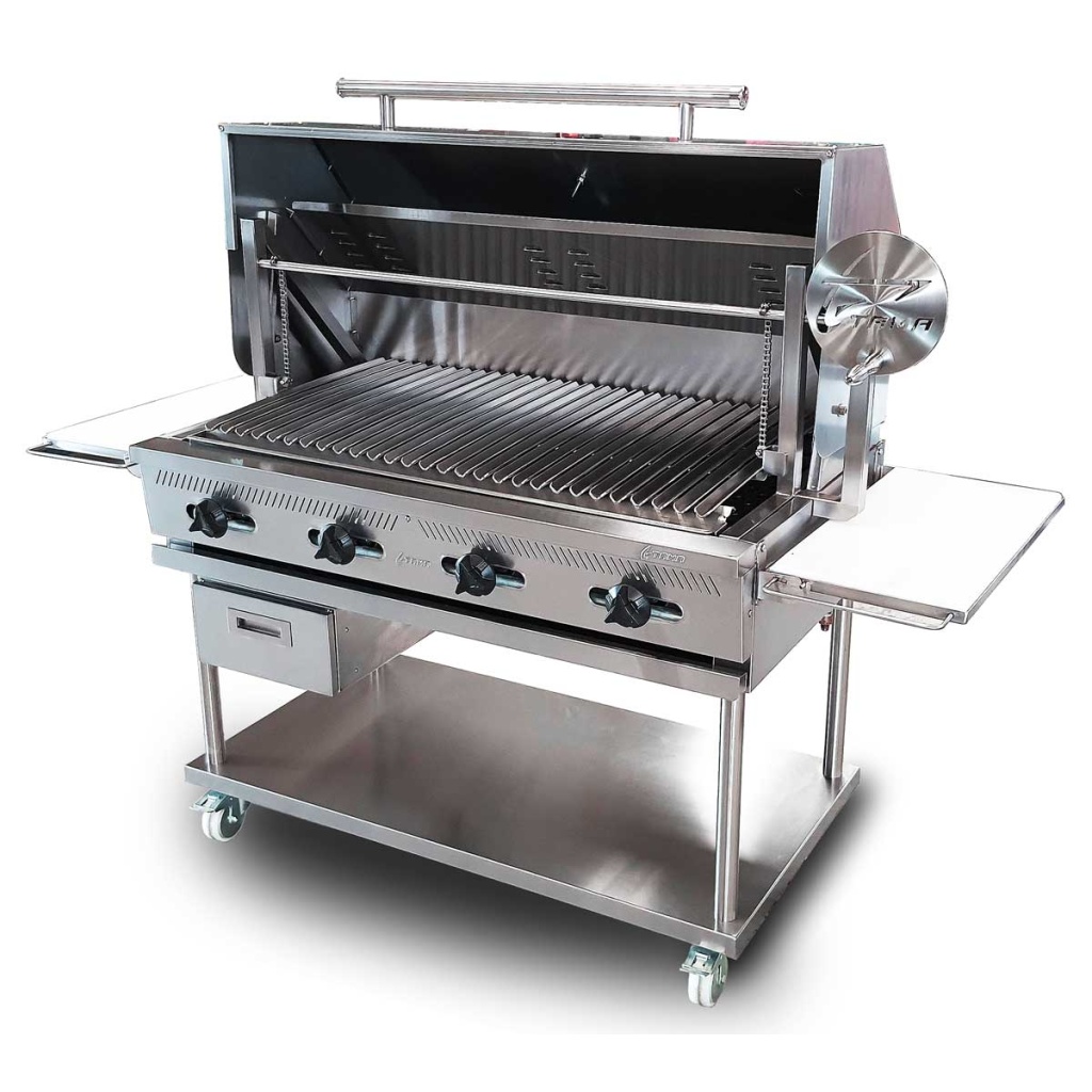 intama.mx/057 Asador argentino Hibrido TAMA gas y carbón acero ...